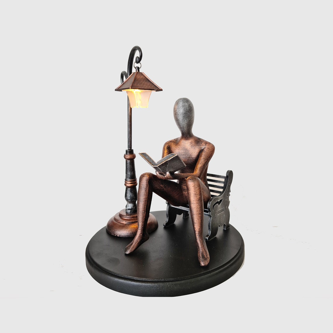 Book Lovers Statue Street Light Themed Reading Statue Book | Etsy