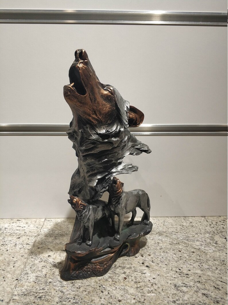 Wolf Family Statue 12 Inches Silver Wolf Sculpture - Etsy