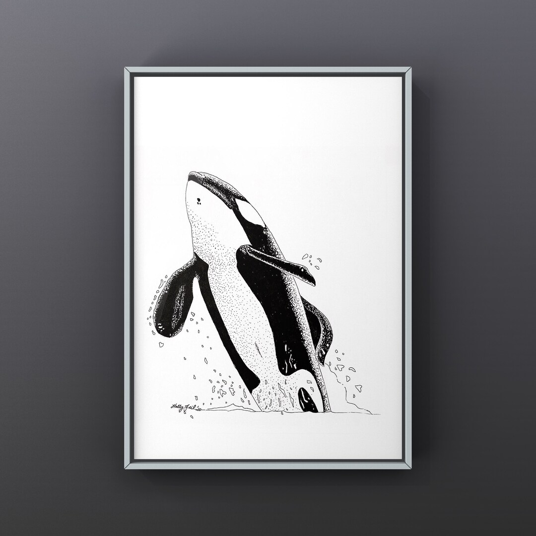 Orca Print Ink Wall Sign Wildlife Print Nature Print - Etsy.de