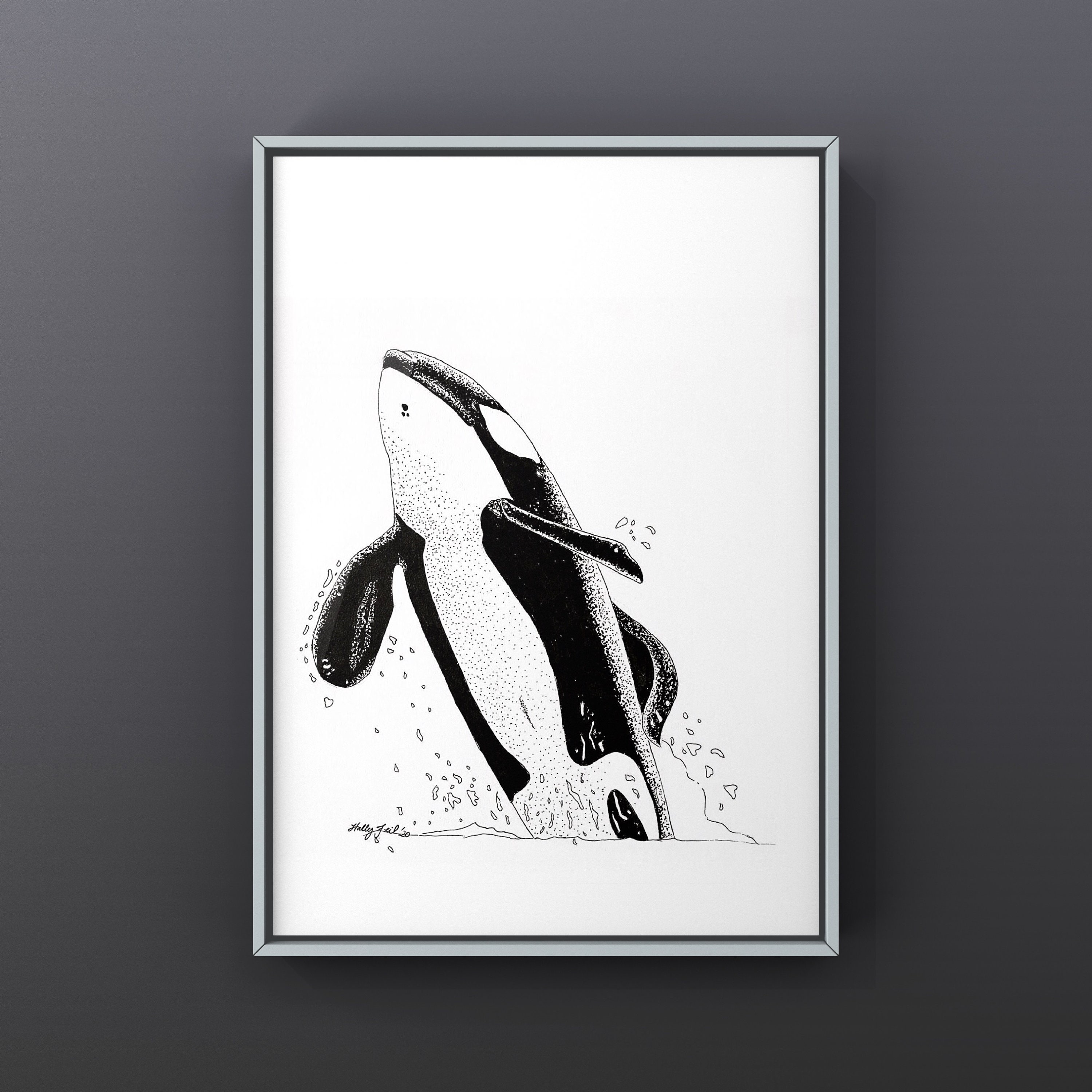 Orca Print Ink Wall Sign Wildlife Print Nature Print - Etsy.de