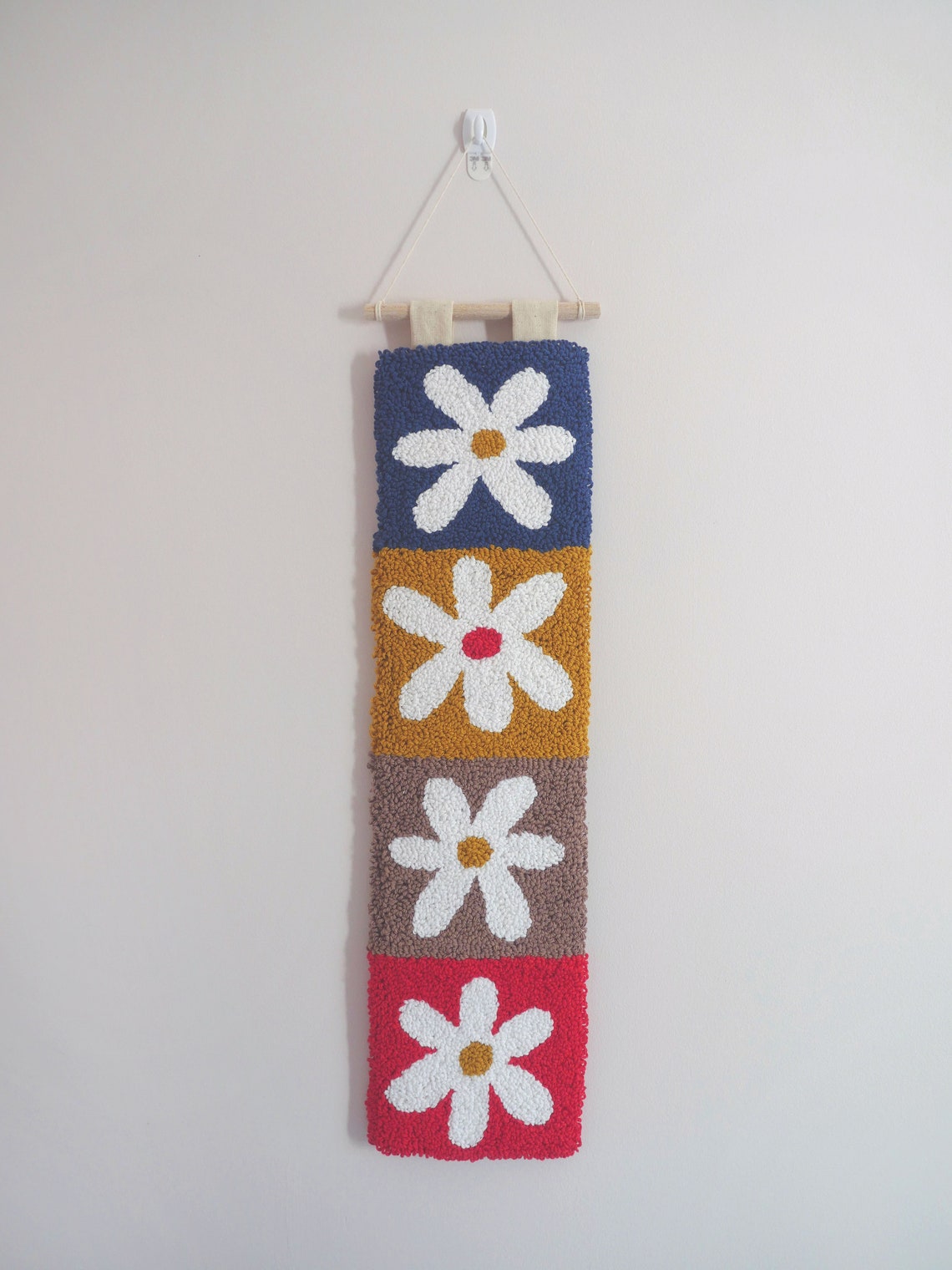 Punch Needle Wall Art Wall-hanging, Handmade, Home Decor Patchwork Flowers - Etsy