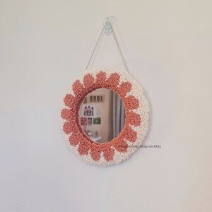 Small Round Mirror, Wall Hanging, Punch Needle Frame, Acrylic, Bedroom ...