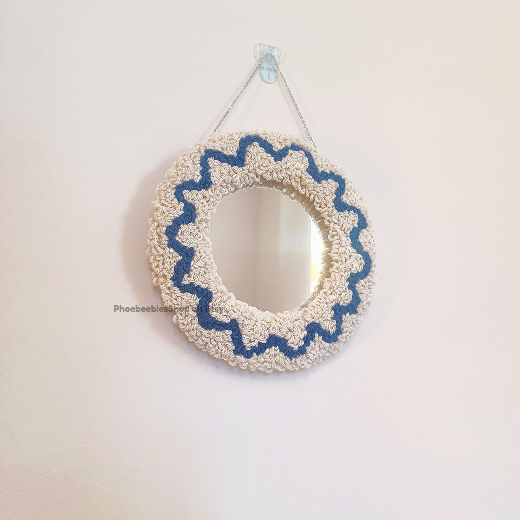 Small Round Mirror, Wall Hanging, Punch Needle Frame, Acrylic, Bedroom ...