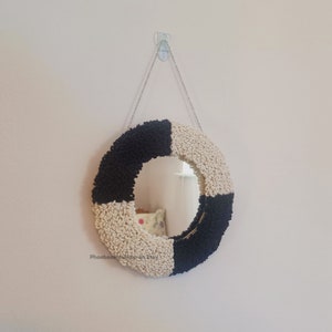 Small Round Mirror, Wall Hanging, Punch Needle Frame, Acrylic, Bedroom ...