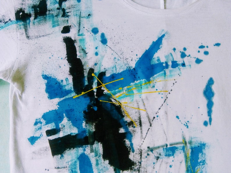 Hand Painted T-shirt, Abstract Painting Textiles, Hand Painting on ...