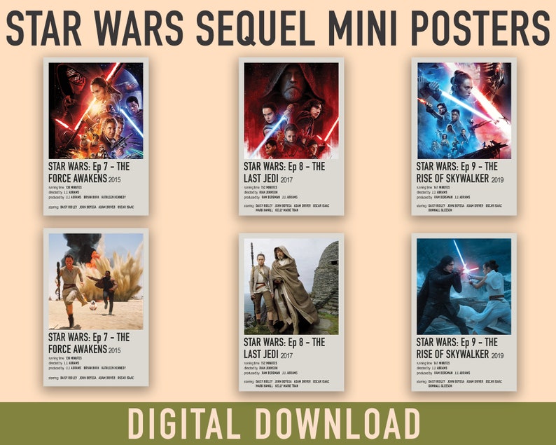 Star Wars Sequel Trilogy Mini Posters Digital Download - Etsy
