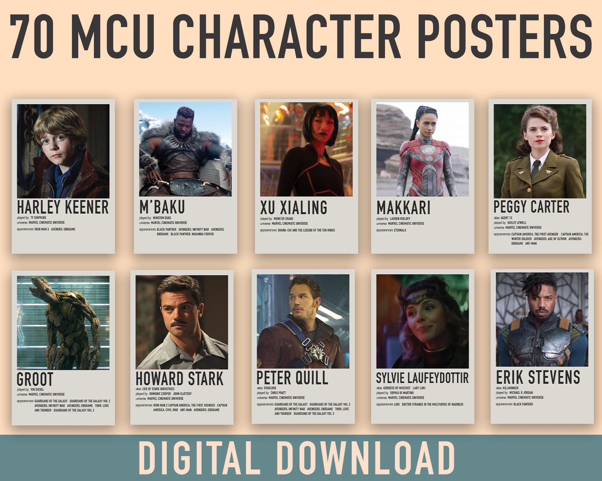 70 Pack MCU Character Mini Posters Digital Download - Etsy