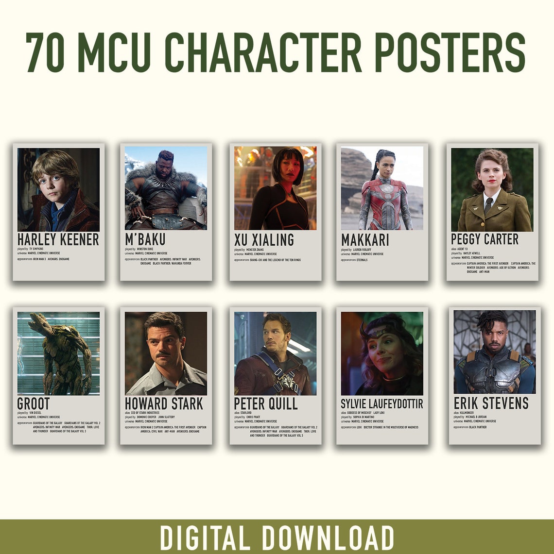 70 Pack | MCU Character Mini Posters | Digital Download - Etsy