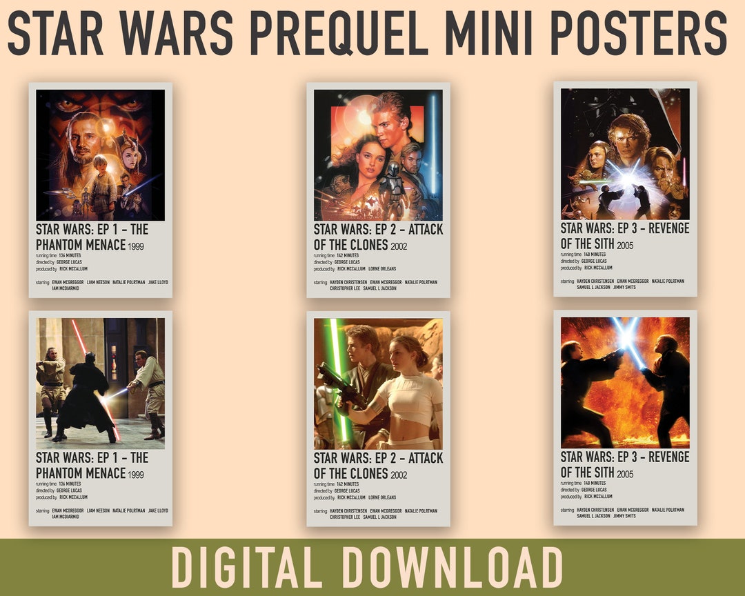 Star Wars Prequel Trilogy Mini Posters Digital Download - Etsy