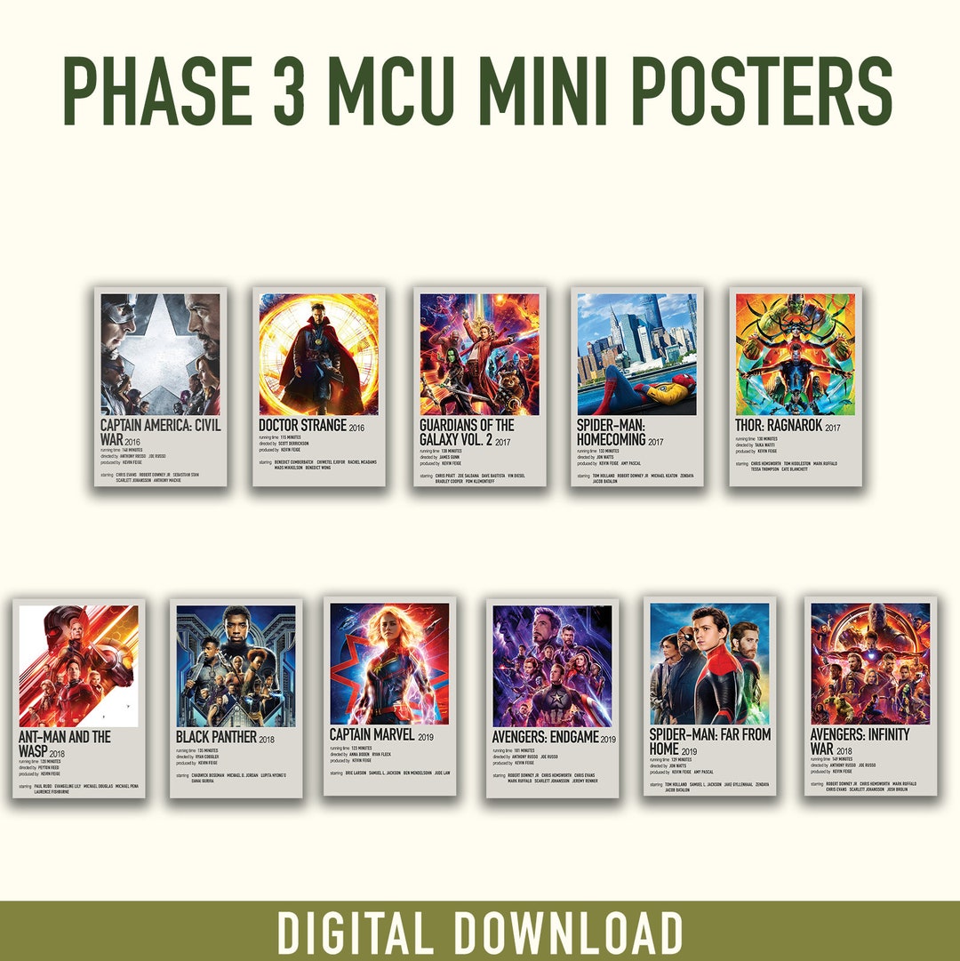Phase 3 MCU Mini Posters | Digital Download - Etsy
