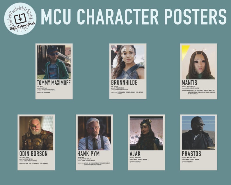 70 Pack MCU Character Mini Posters Digital Download - Etsy