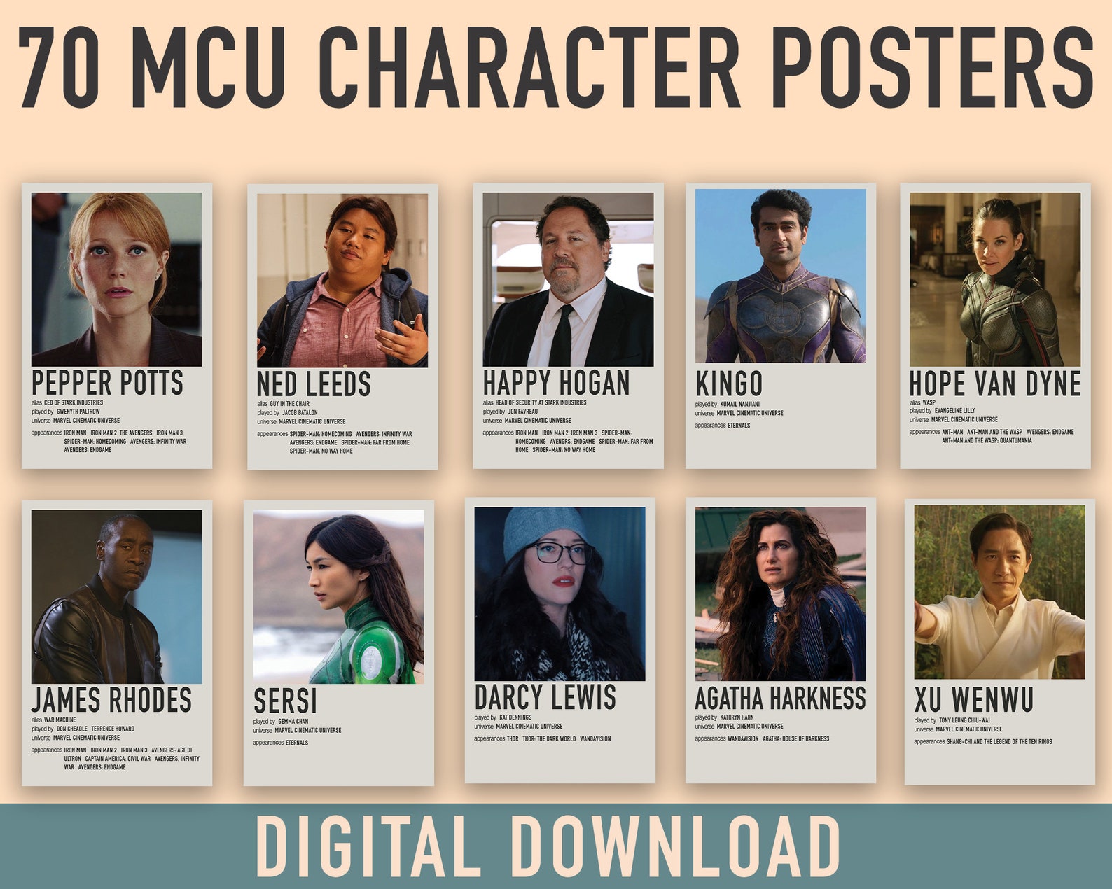 70 Pack MCU Character Mini Posters Digital Download - Etsy