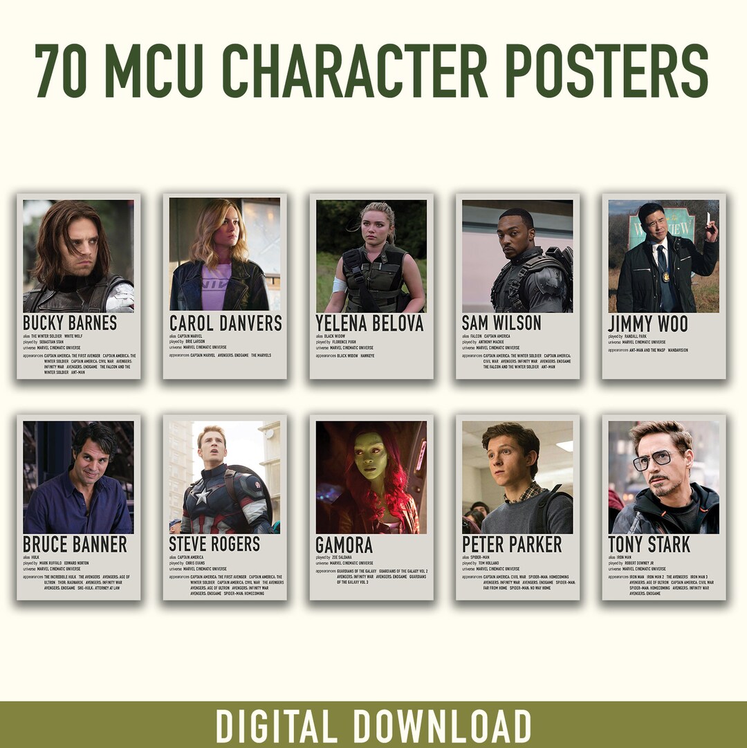 70 Pack | MCU Character Mini Posters | Digital Download - Etsy