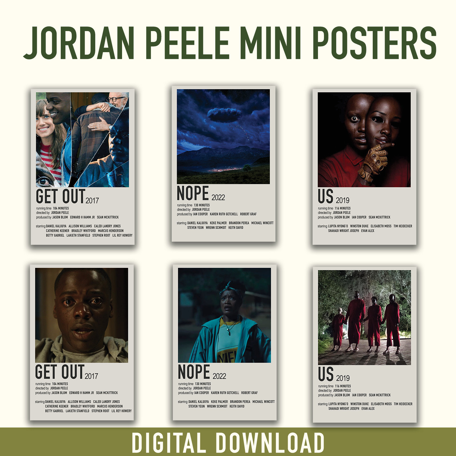 Jordan Peele Movie Mini Poster Pack | Digital Download - Etsy