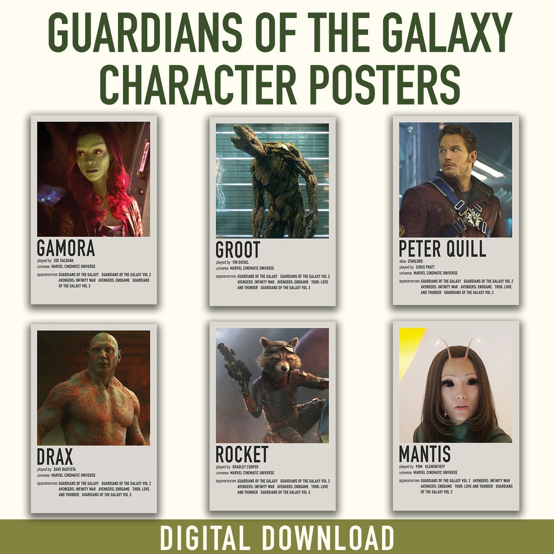 Guardians of the Galaxy Character Mini Poster Pack | Digital Download ...