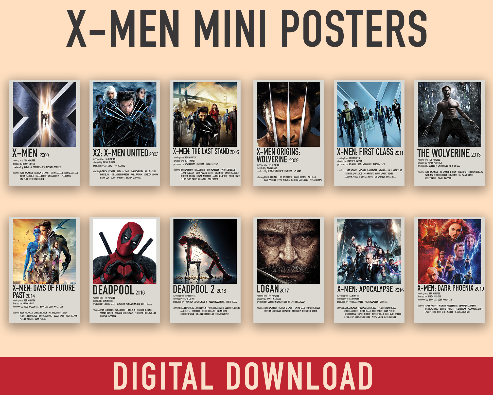 X-men Mini Posters Digital Download - Etsy