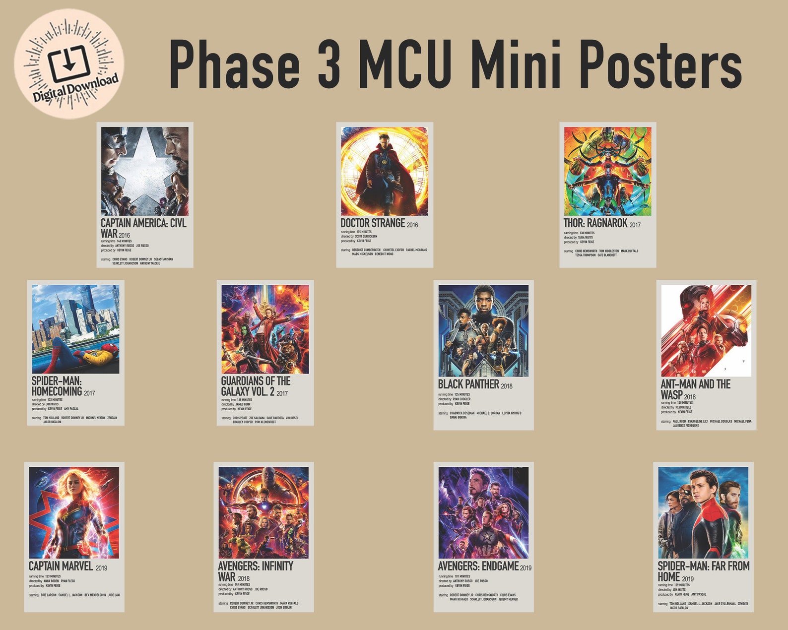 Phase 3 MCU Mini Posters Digital Download | Etsy