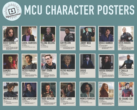 70 Pack MCU Character Mini Posters Digital Download - Etsy