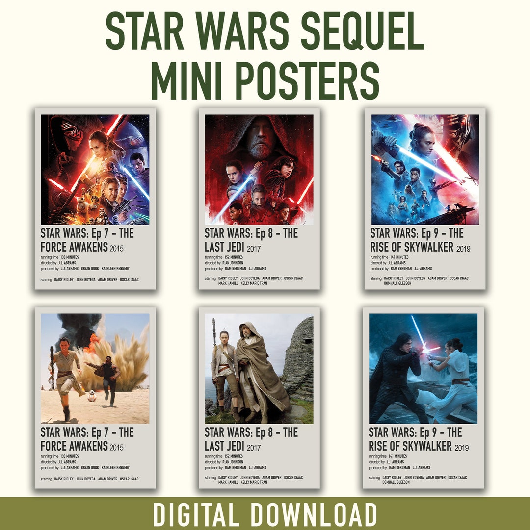 Star Wars Sequel Trilogy Mini Posters | Digital Download - Etsy