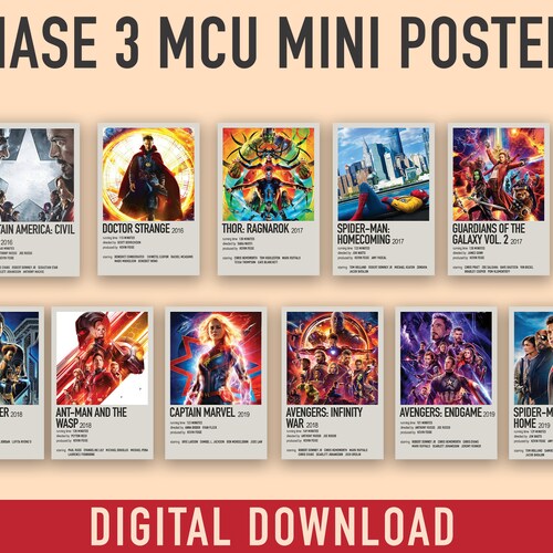 70 Pack MCU Character Mini Posters Digital Download - Etsy