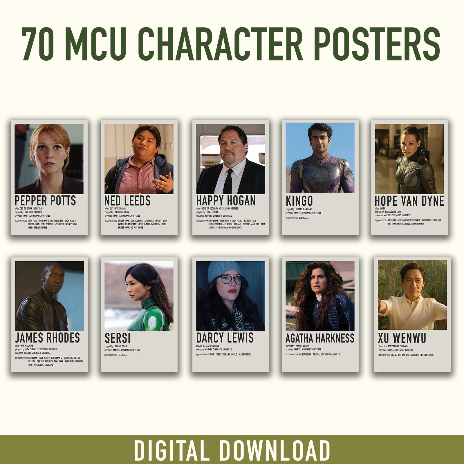70 Pack | MCU Character Mini Posters | Digital Download - Etsy