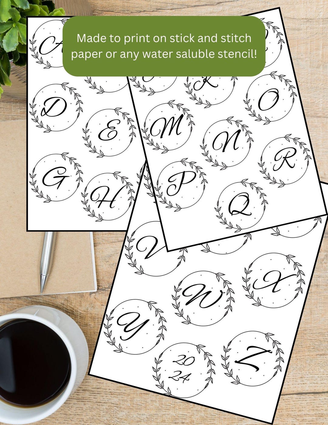 Alphabet Printable Stick and Stitch Pattern Designs for Embroidery ...