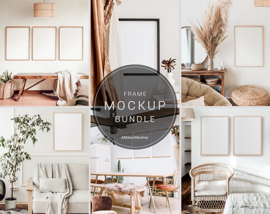 Frame Mockup Bundle, Boho, Frame Mockup, Wall Frame Mockup, Poster ...