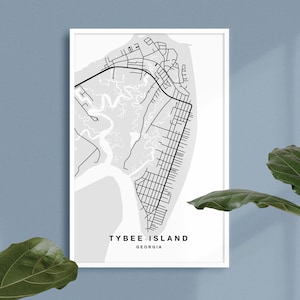 Tybee Island Map Print | Tybee Island Poster | Tybee Island Art - Etsy