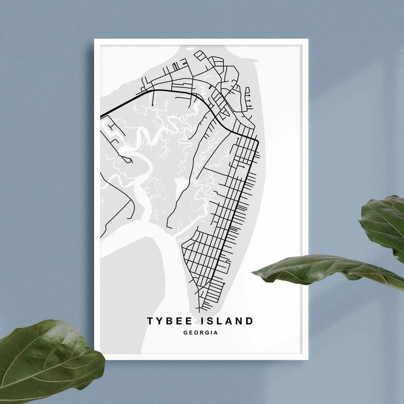 Tybee Island Map Print Tybee Island Poster Tybee Island Art - Etsy