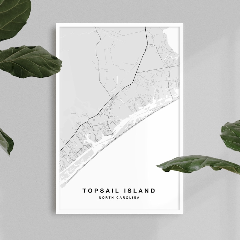 Topsail Island Map Print | Topsail Island Poster | Topsail Island Art ...