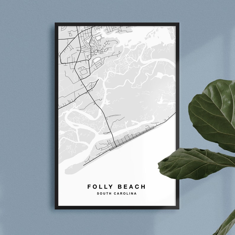 Folly Beach Map Print | Folly Beach Poster | Folly Beach Art - Etsy