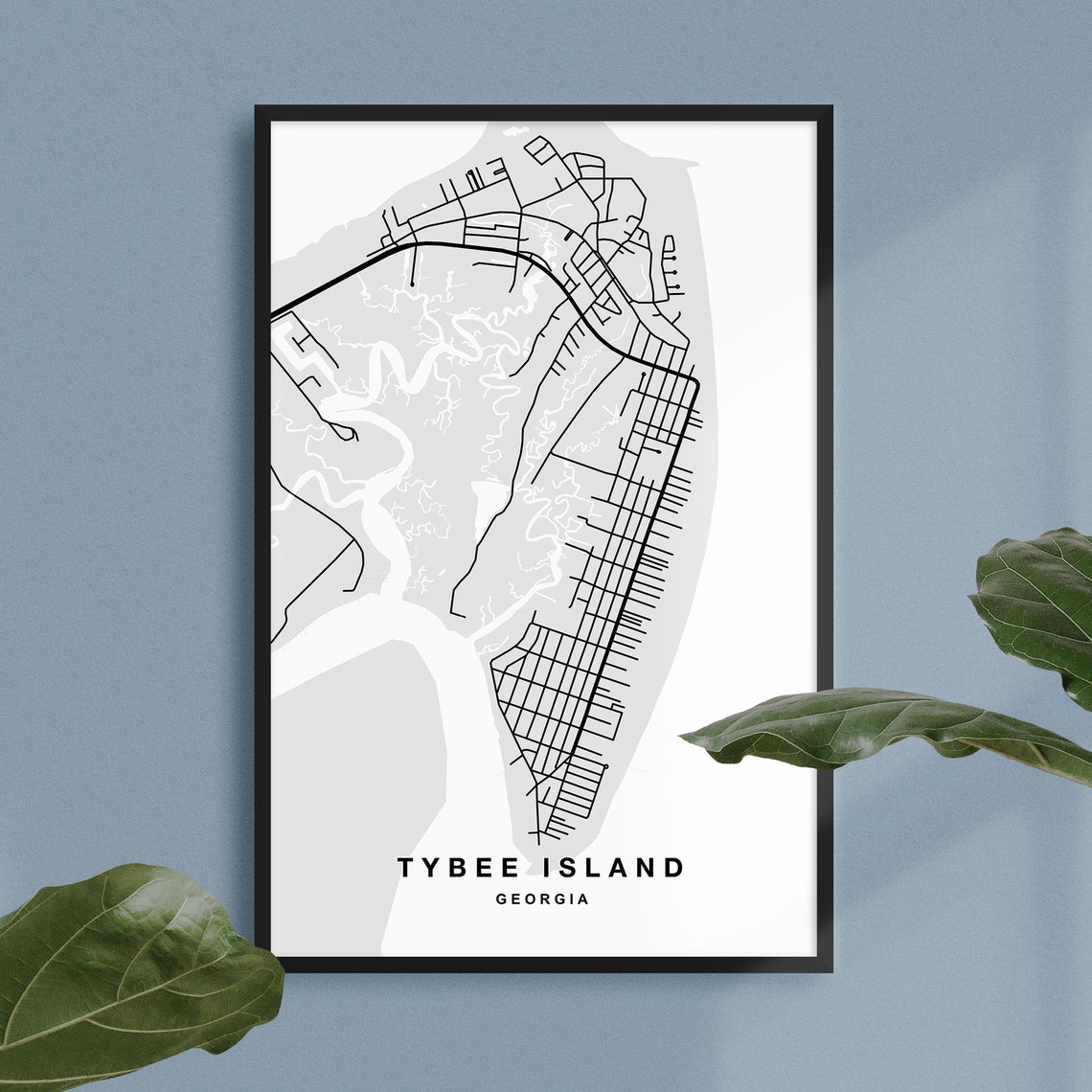 Tybee Island Map Print Tybee Island Poster Tybee Island Art - Etsy