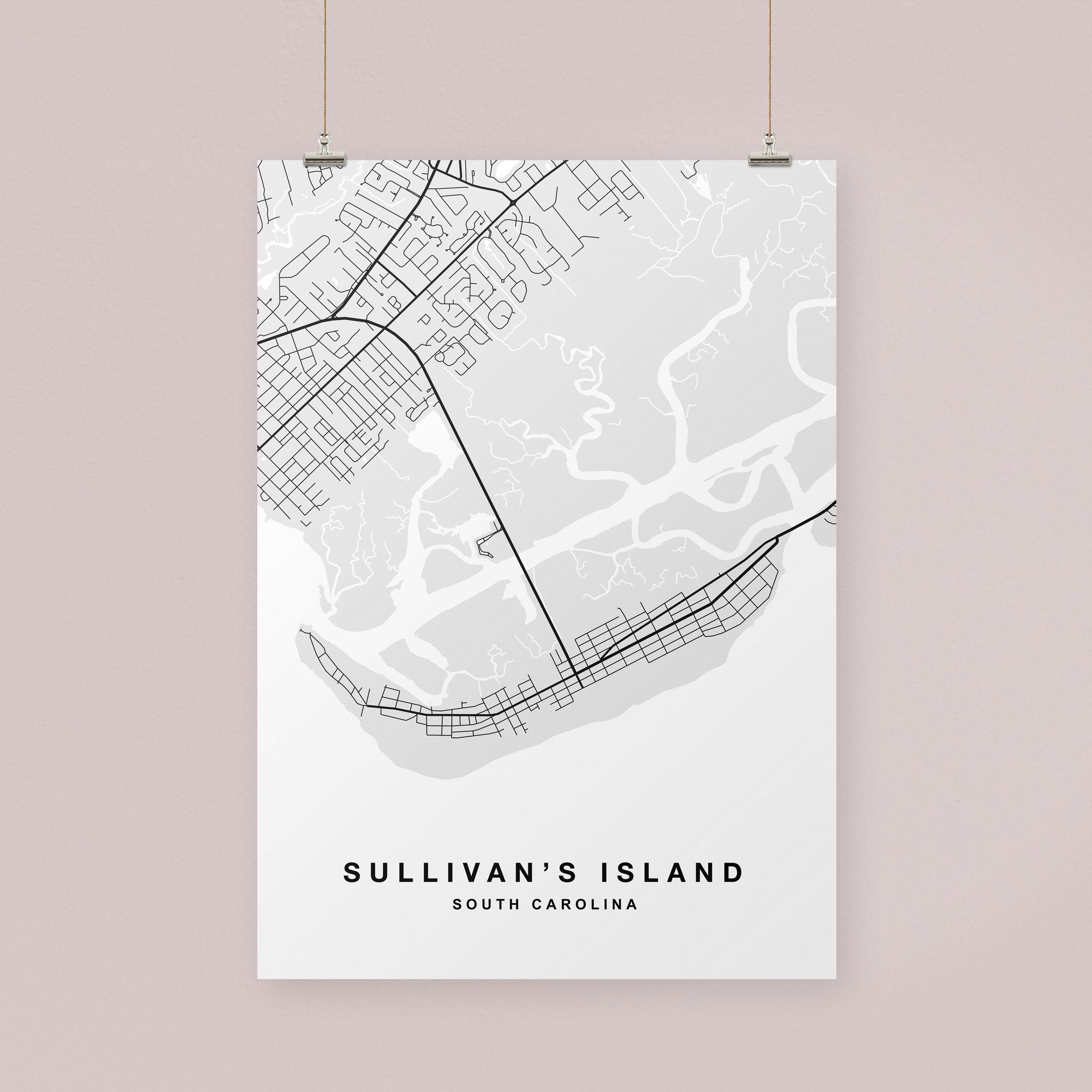 Sullivan's Island Map Print Sullivan's Island Poster Sullivan's Island ...