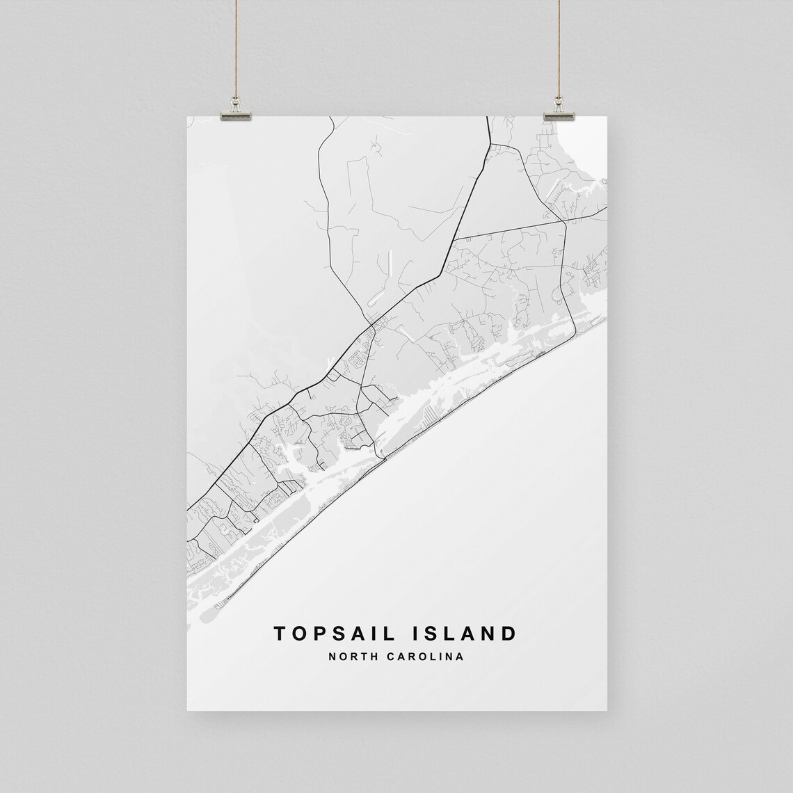 Topsail Island Map Print Topsail Island Poster Topsail Island Art - Etsy