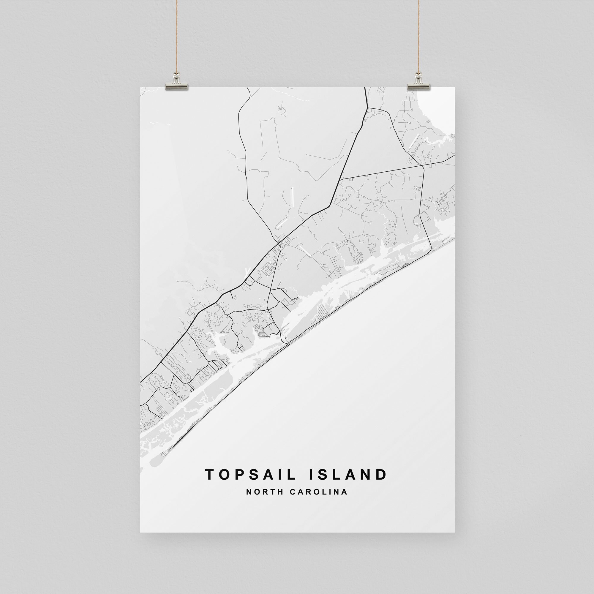 Topsail Island Map Print Topsail Island Poster Topsail Island Art - Etsy