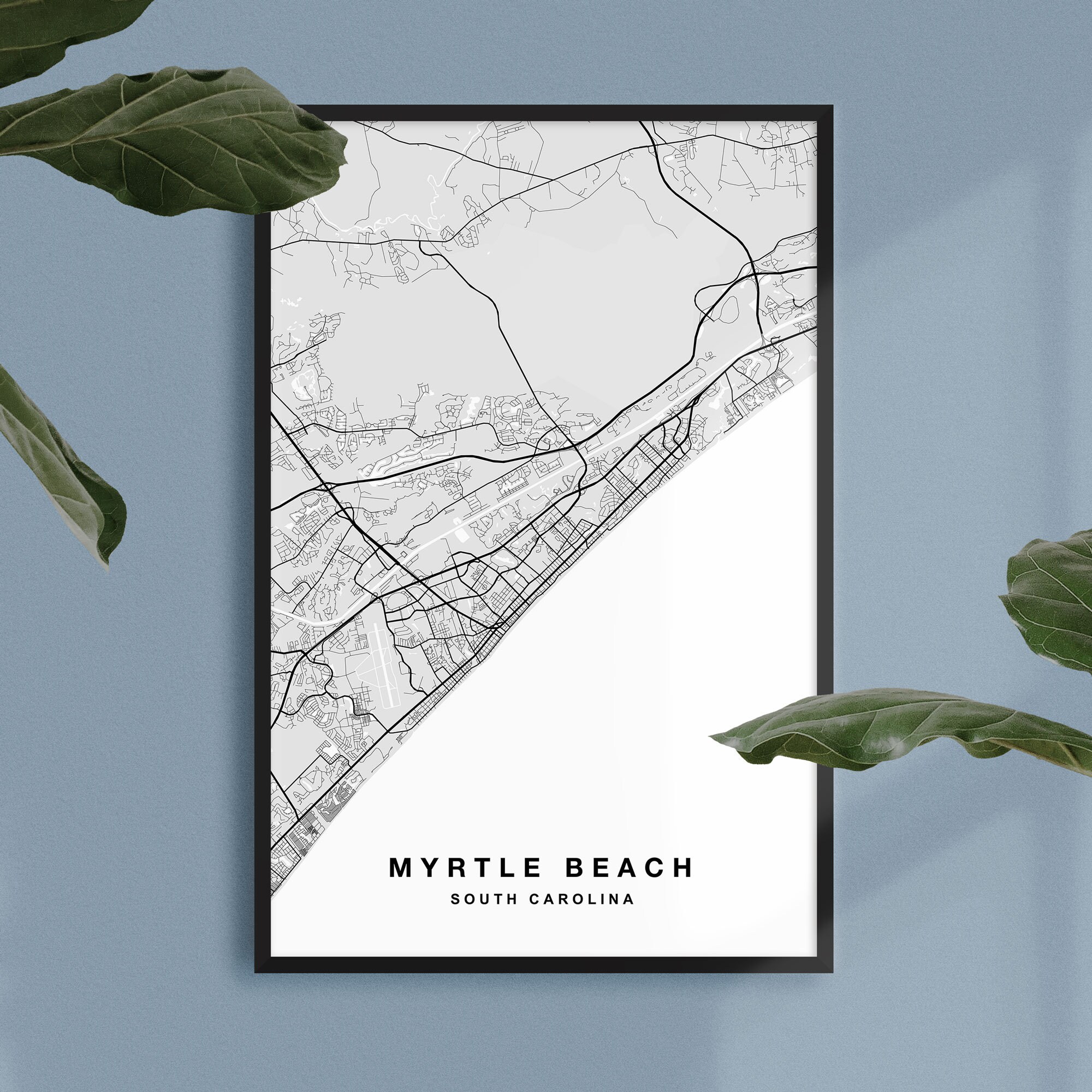 Myrtle Beach Map Print Myrtle Beach Poster Myrtle Beach - Etsy