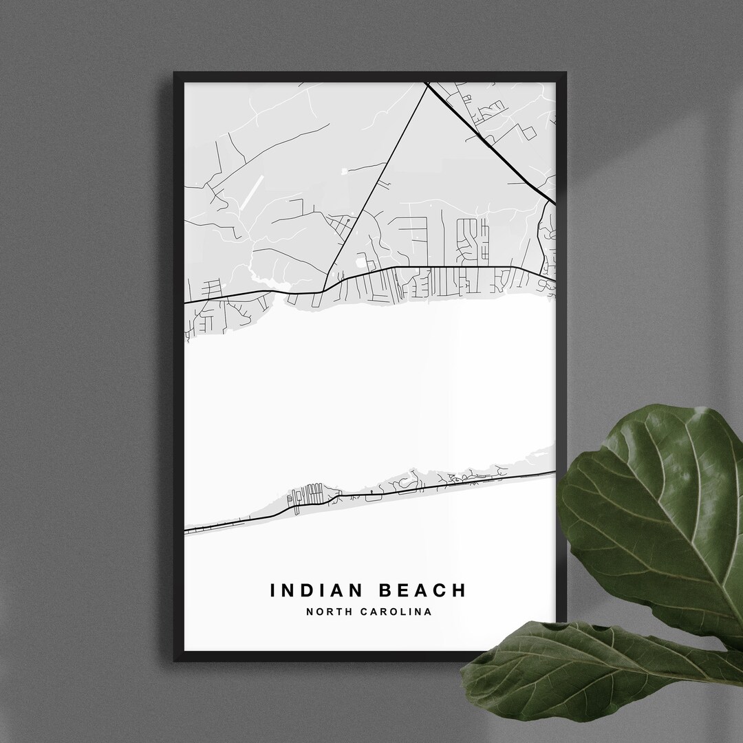 Indian Beach Map Print | Indian Beach Poster | Indian Beach Art - Etsy