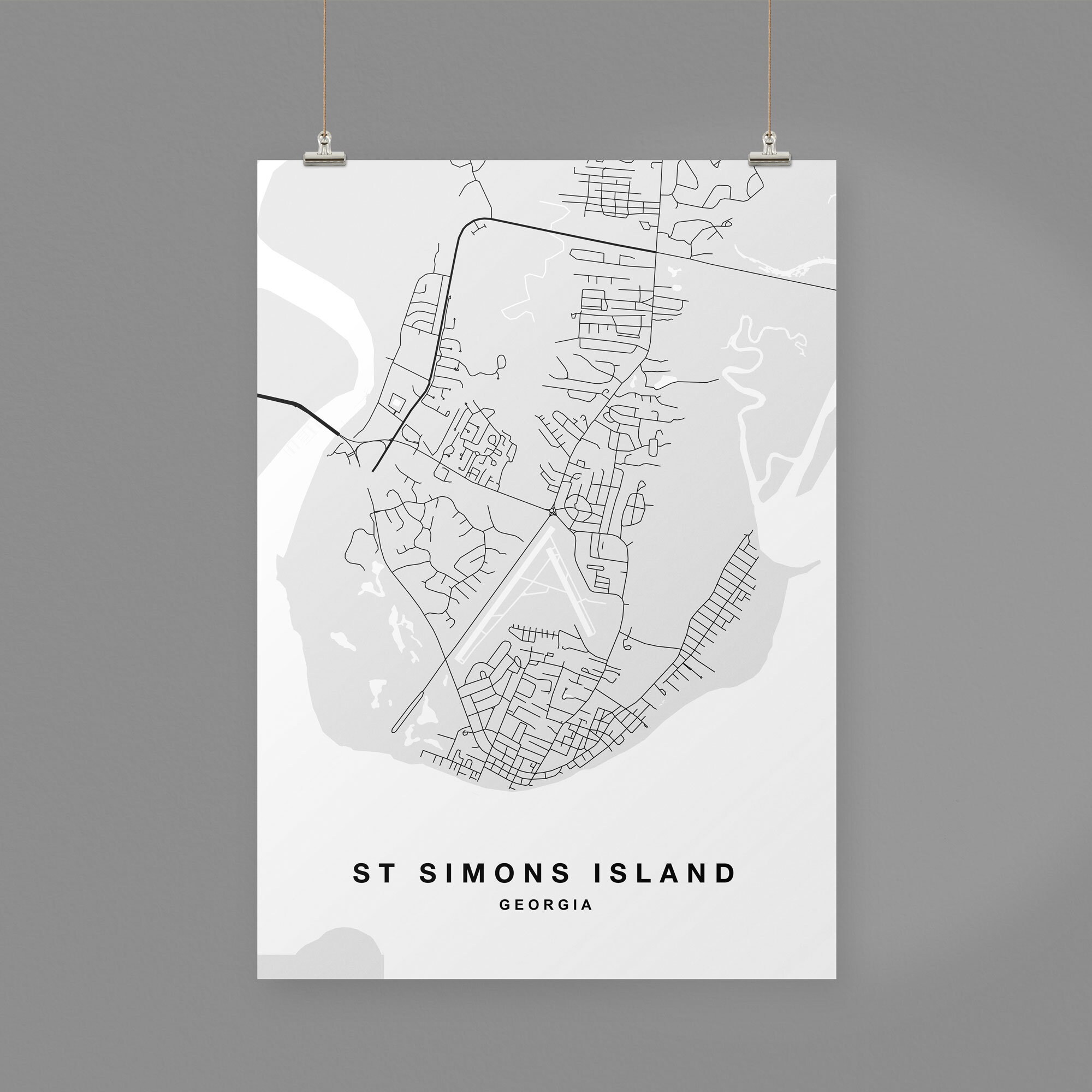 St Simons Island Map Print | St Simons Island Poster | St Simons Island ...