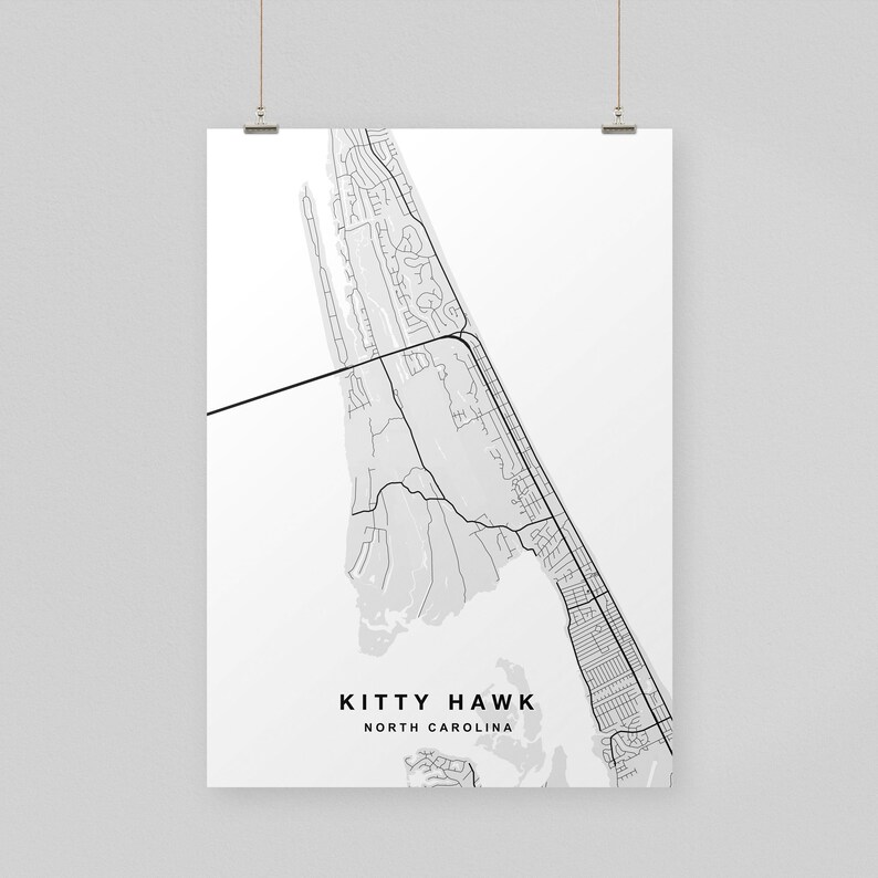 Kitty Hawk Map Print | Kitty Hawk Poster | Kitty Hawk Art - Etsy
