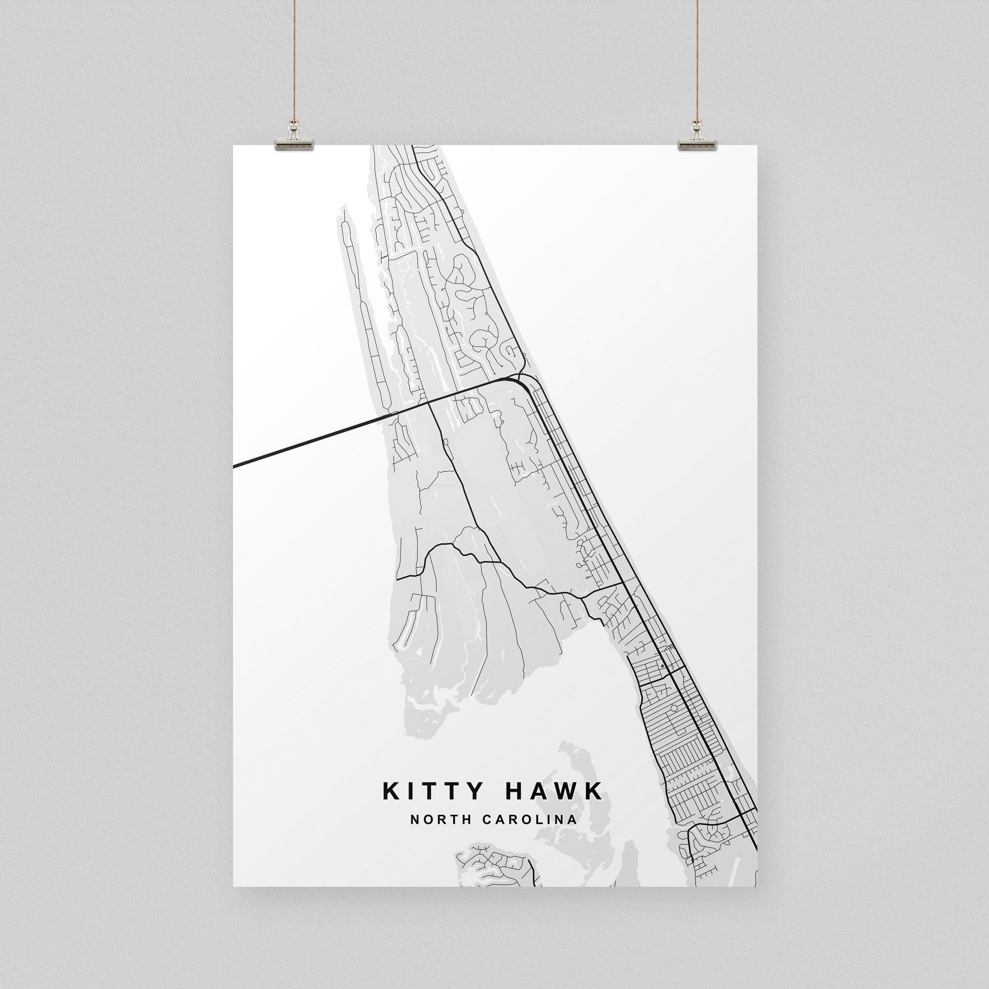 Kitty Hawk Map Print | Kitty Hawk Poster | Kitty Hawk Art - Etsy