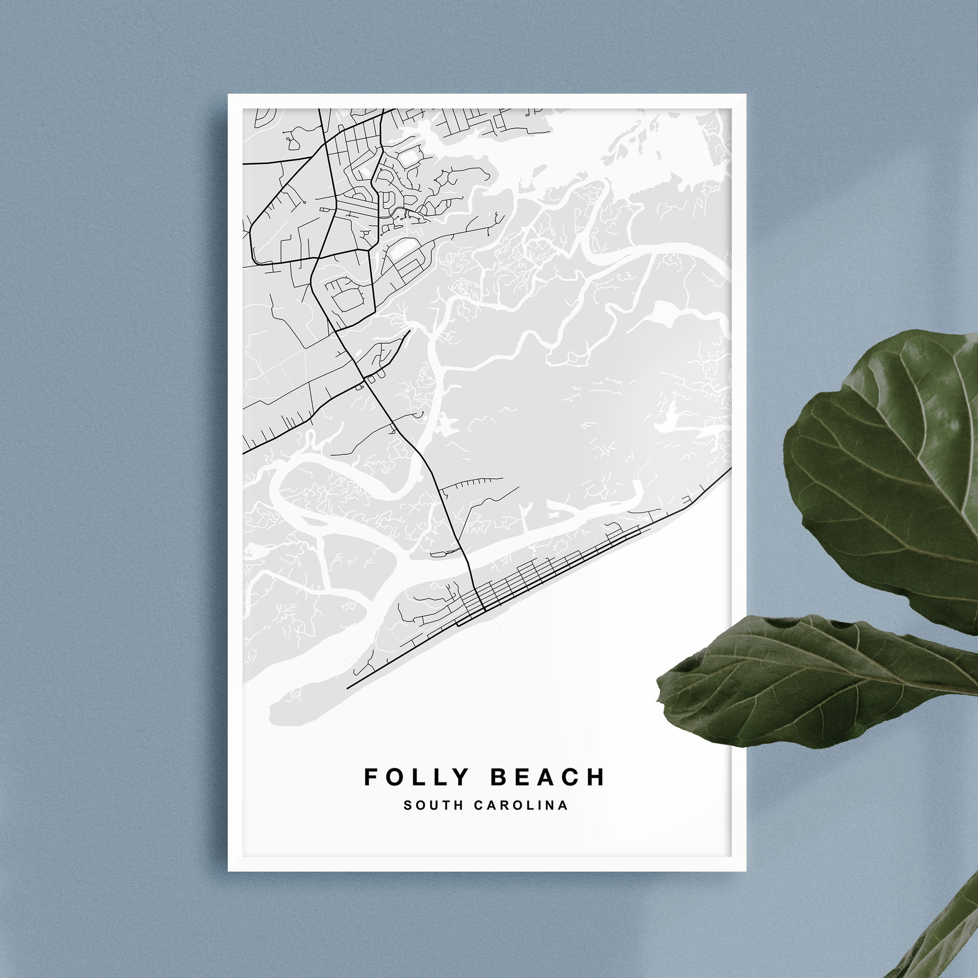 Folly Beach Map Print Folly Beach Poster Folly Beach Art - Etsy