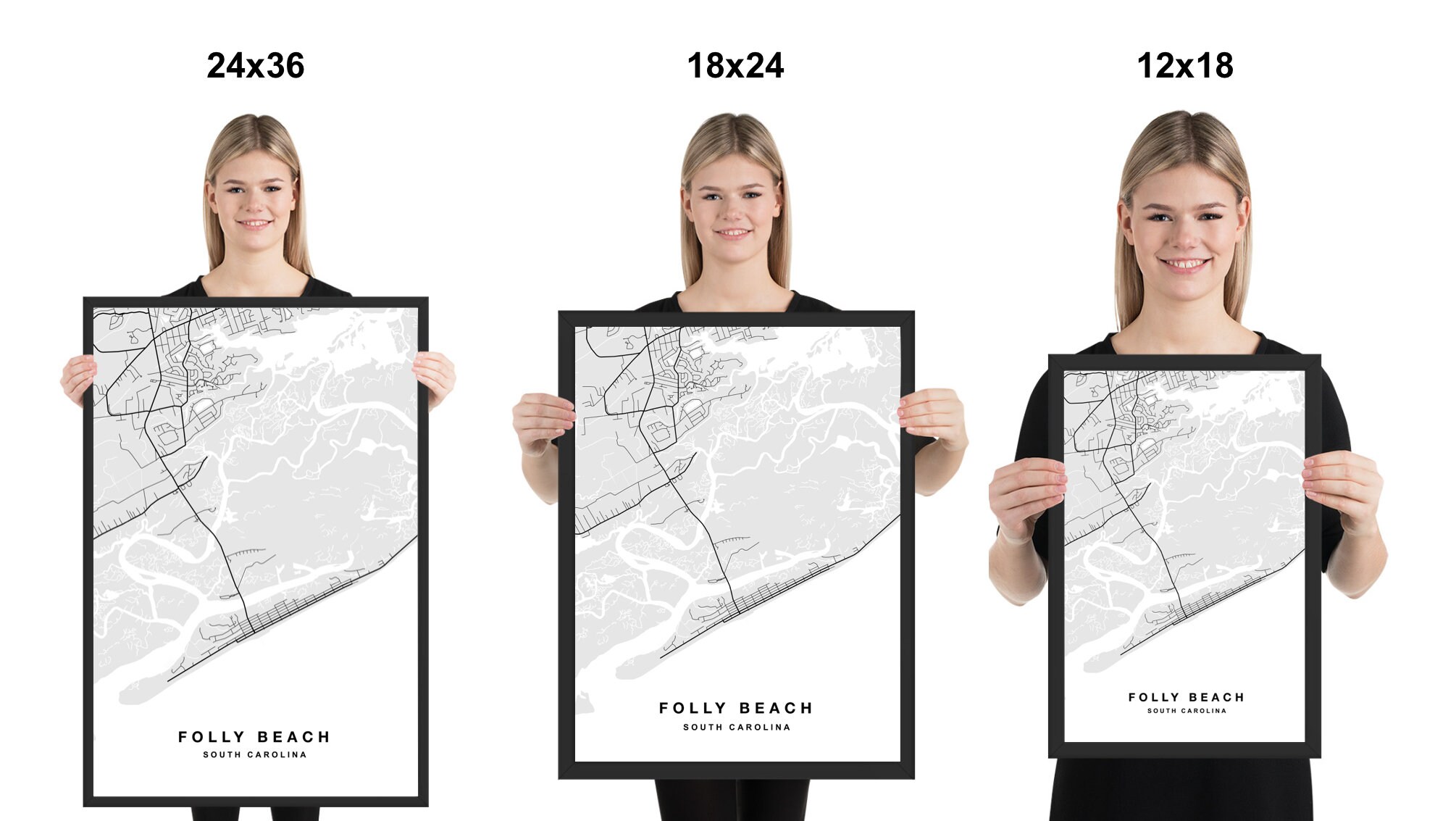 Folly Beach Map Print Folly Beach Poster Folly Beach Art - Etsy