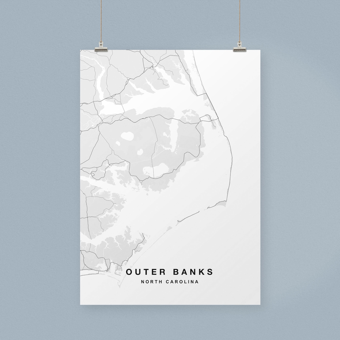 Outer Banks Map Print Outer Banks Poster Outer Banks Art - Etsy México