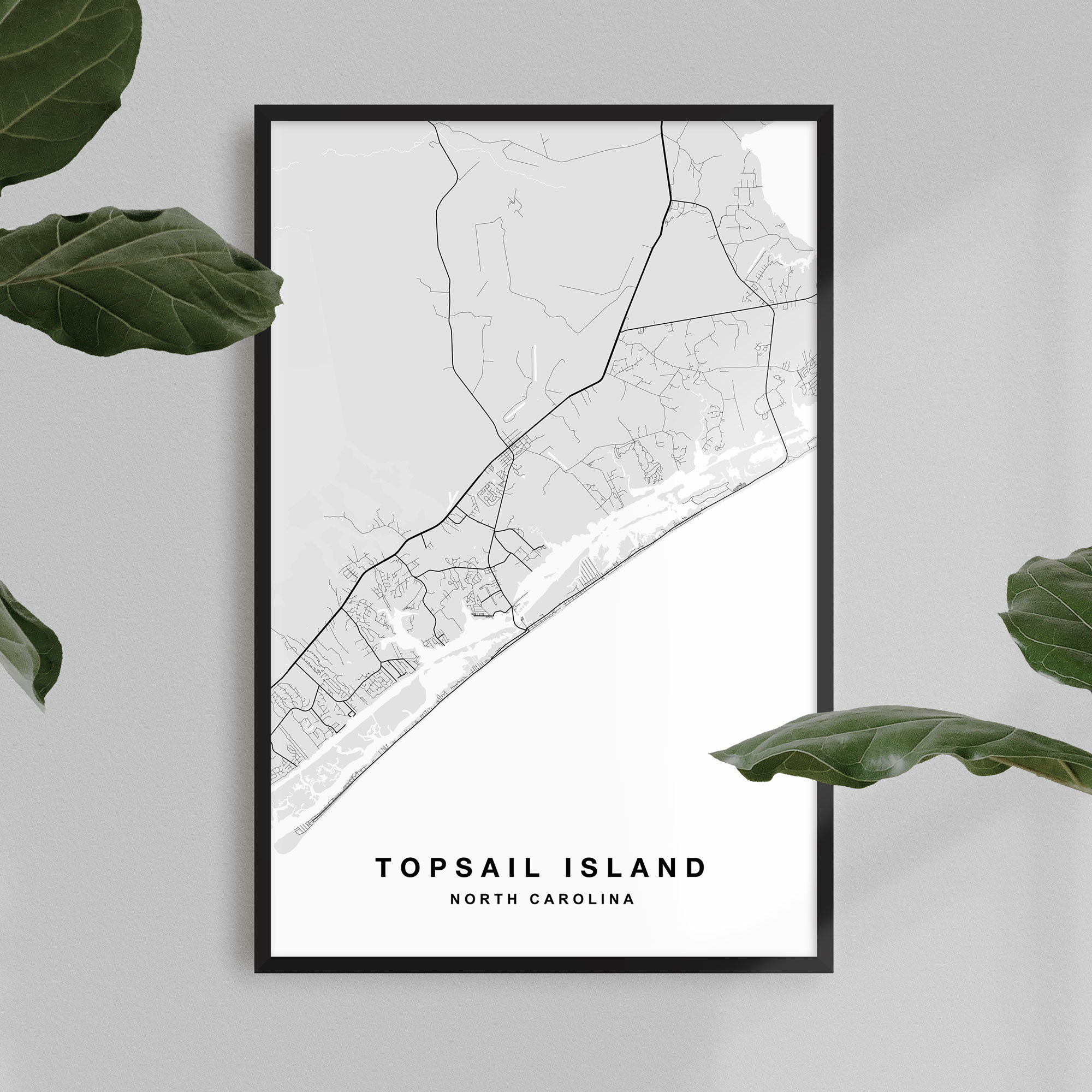 Topsail Island Map Print | Topsail Island Poster | Topsail Island Art ...