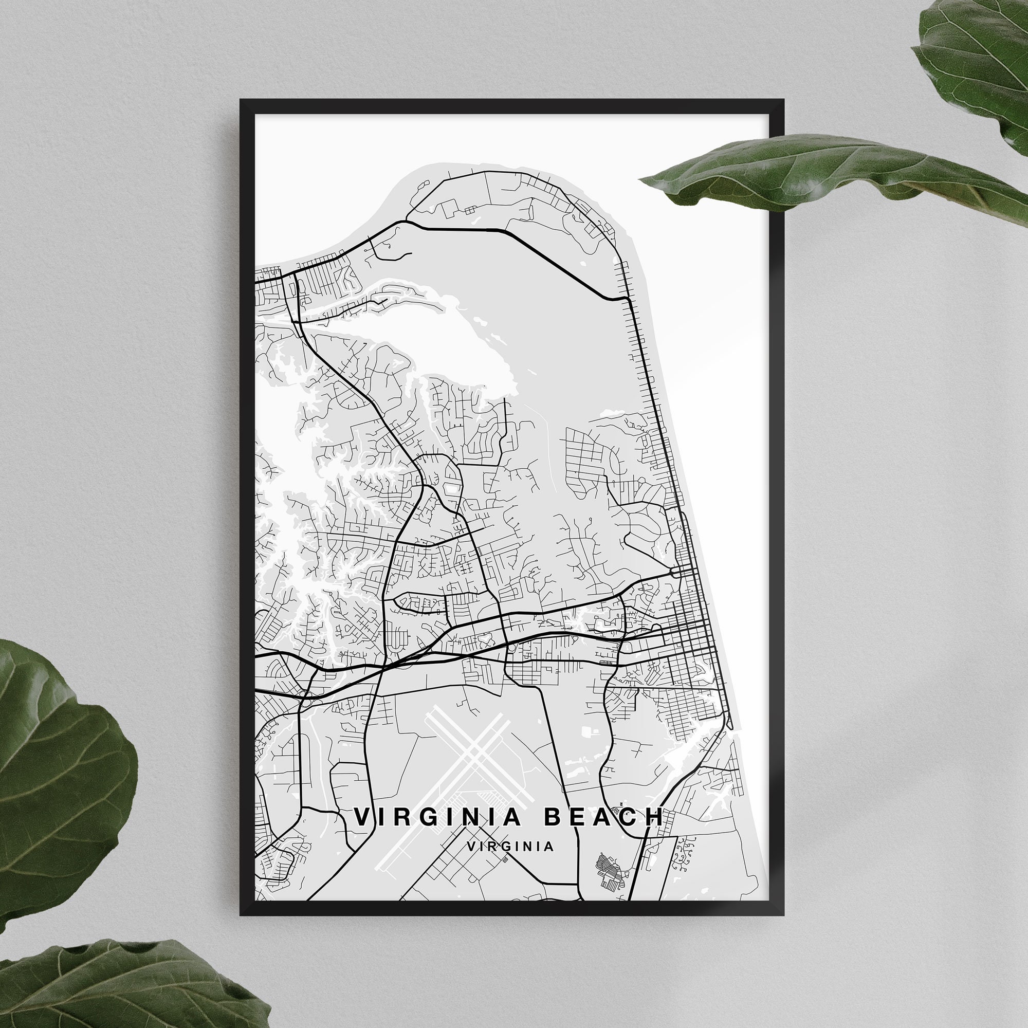 Virginia Beach Map Print | Virginia Beach Poster | Virginia Beach Art ...