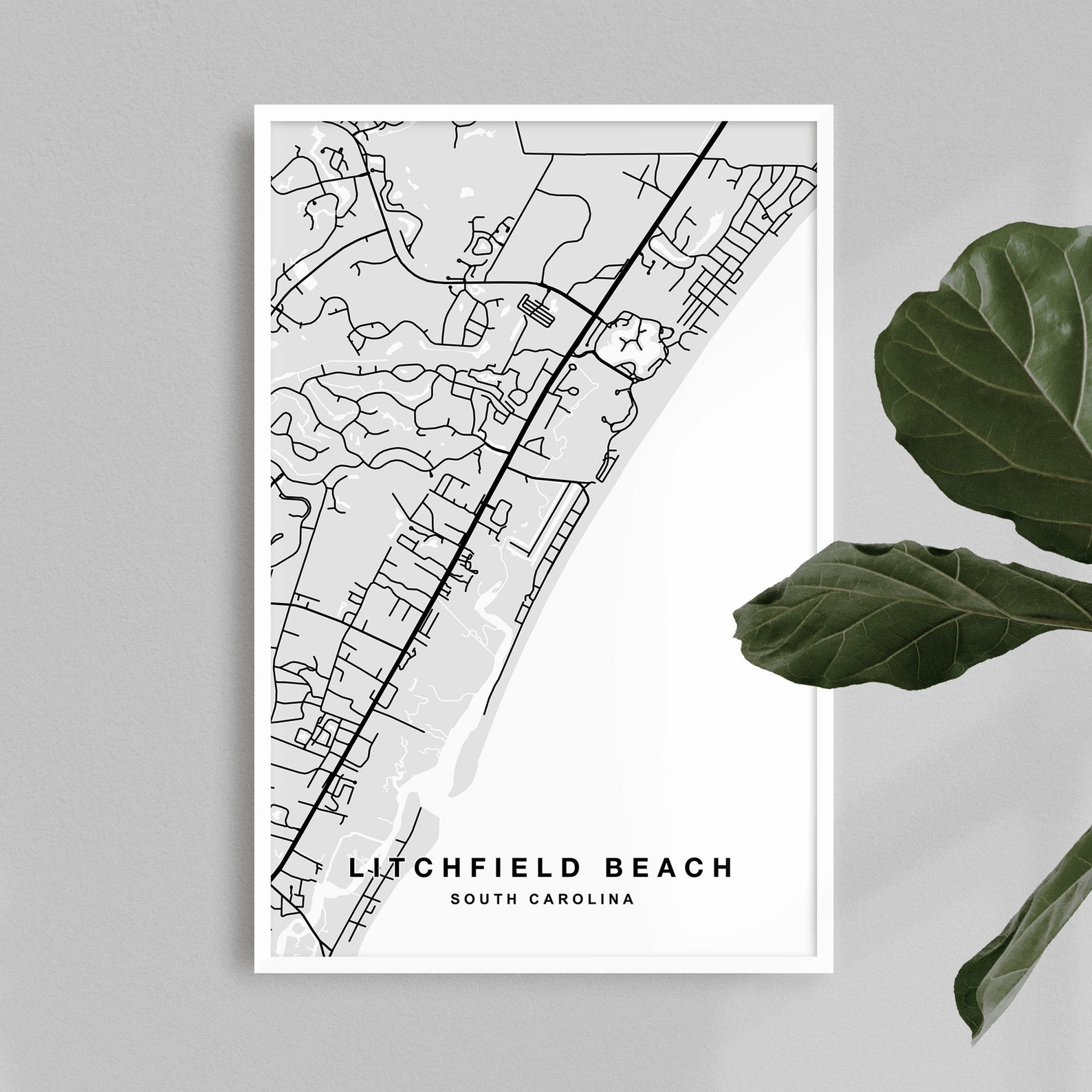 Litchfield Beach Map Print Litchfield Beach Poster Litchfield Beach Art ...