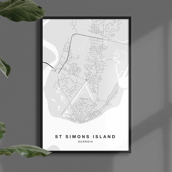 St Simons Island Map Print St Simons Island Poster St | Etsy
