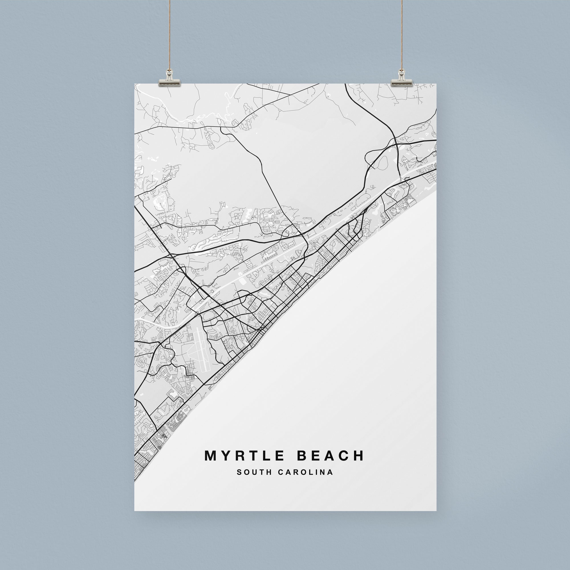 Myrtle Beach Map Print Myrtle Beach Poster Myrtle Beach - Etsy