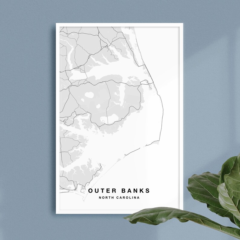 Outer Banks Map Print | Outer Banks Poster | Outer Banks Art - Etsy ...