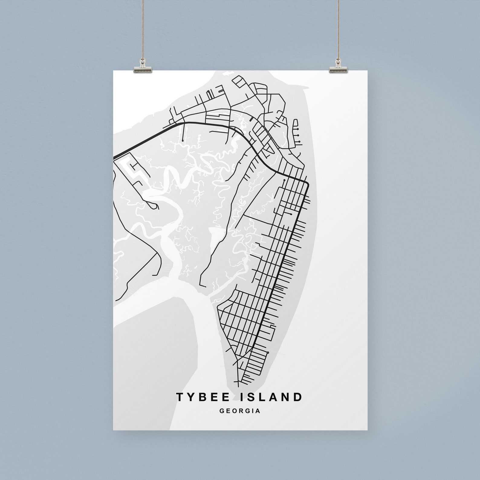 Tybee Island Map Print Tybee Island Poster Tybee Island Art - Etsy